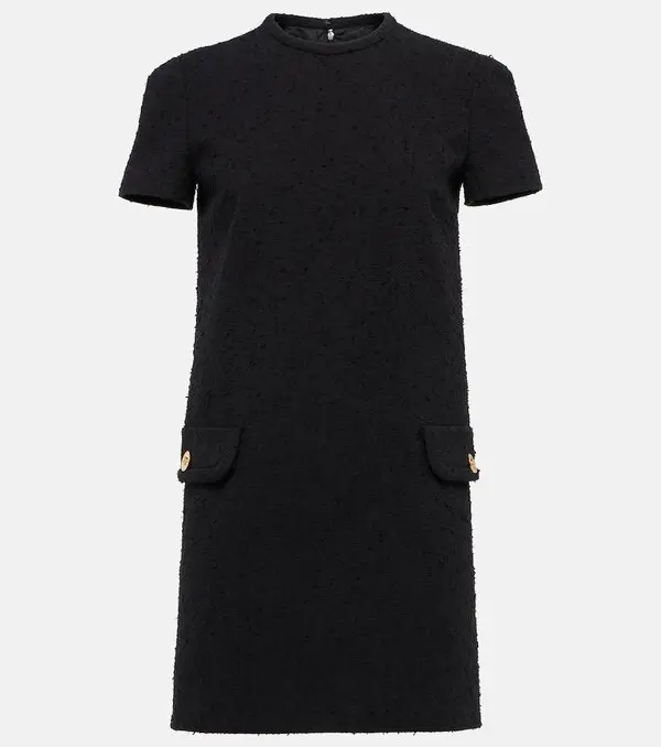 Versace Cotton-blend Tweed Shift Dress - Black