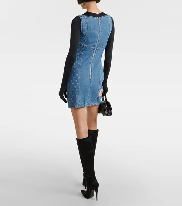 MARINE SERRE All Over Moon Denim Minidress