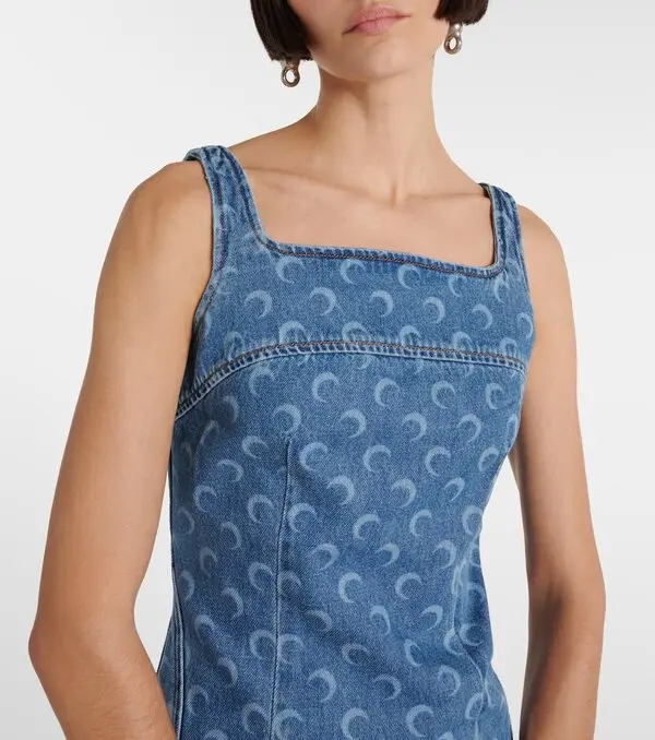 MARINE SERRE All Over Moon Denim Minidress