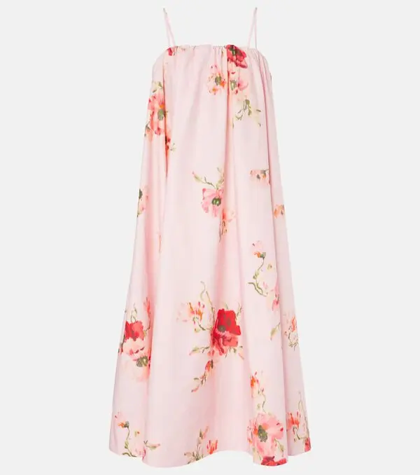 Zimmermann Lightburst Puff Floral Cotton Midi Dress In Pink - 20% Off |  Editorialist