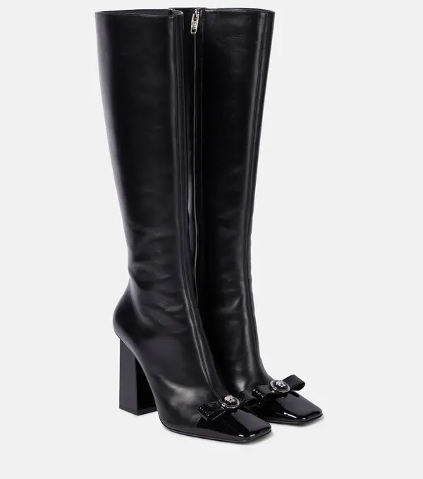 Versace Ribbon Knee-high Boots - Black