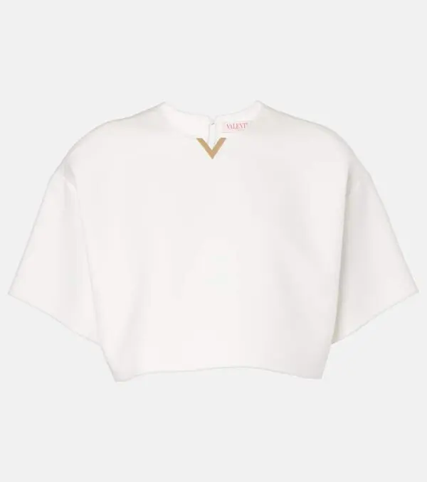 Valentino Garavani Vgold Cotton Gabardine Crop Top