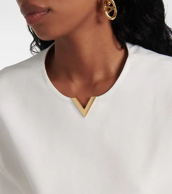 Valentino Garavani Vgold Cotton Gabardine Crop Top