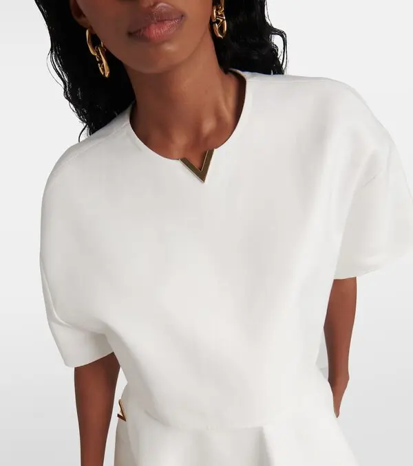 Valentino Garavani Vgold Cotton Gabardine Crop Top