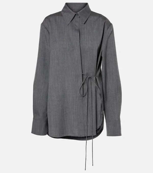 JIL SANDER Belted Wool Shirt - Grey