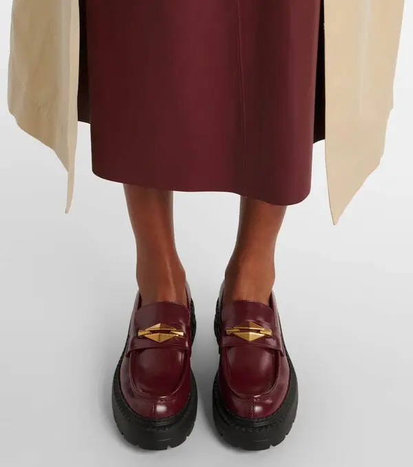 Jimmy Choo Marlow Embellished Leather Loafers In Burgundy  display picture 2