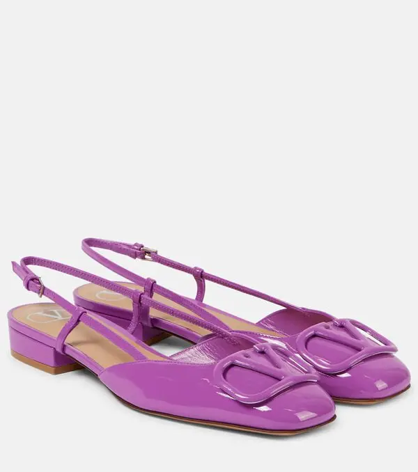Valentino Garavani Vlogo Signature Patent Leather Flats - Purple