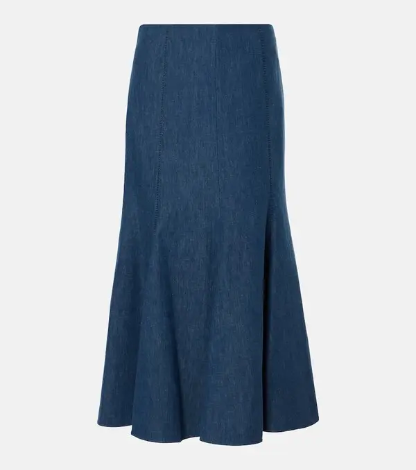 Gabriela Hearst Amy Flared Midi Skirt - Blue