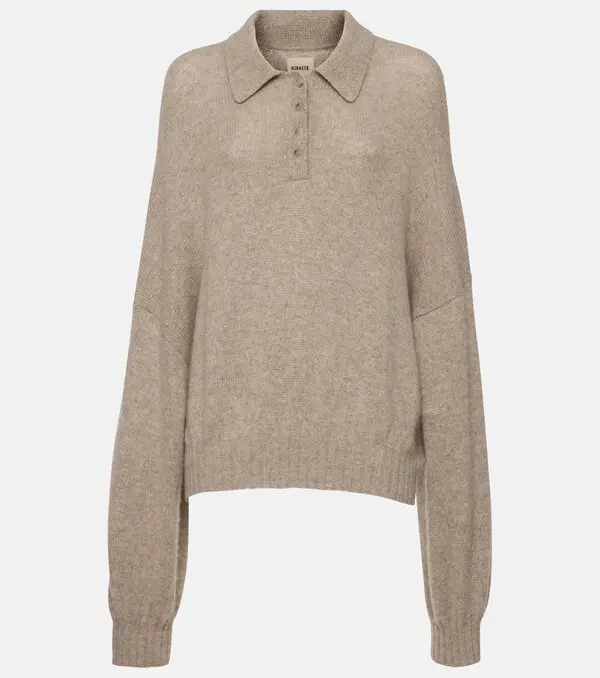 Khaite Rene Cashmere Polo Sweater - Beige