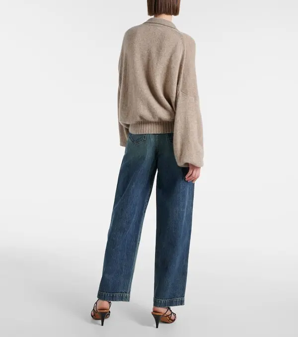 Khaite Rene Cashmere Polo Sweater - Beige