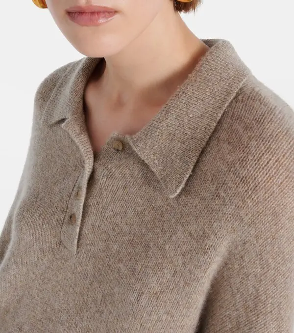Khaite Rene Cashmere Polo Sweater - Beige