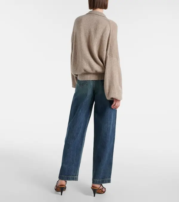 Khaite Rene Cashmere Polo Sweater - Beige