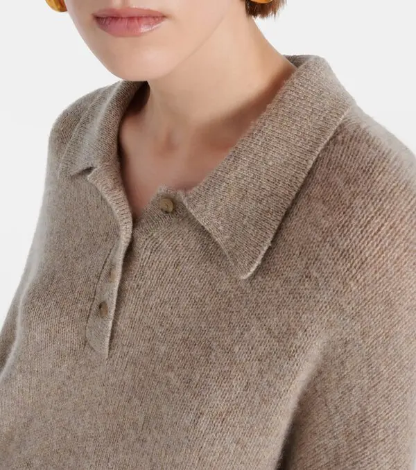 Khaite Rene Cashmere Polo Sweater - Beige