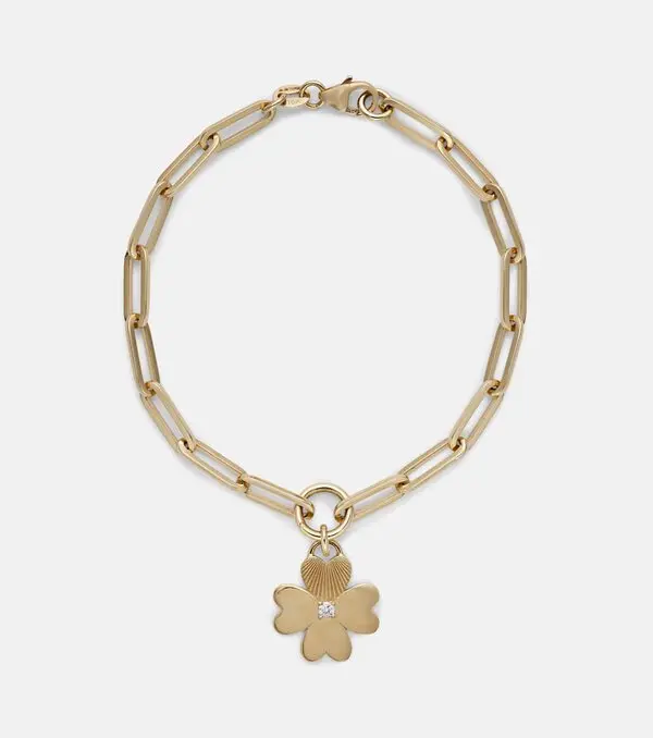 FOUNDRAE Four Heart Clover Diamond Chain Bracelet - Gold