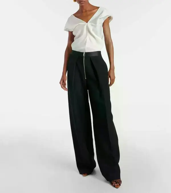 Khaite Marine Wide-leg Pants In Bark - Black