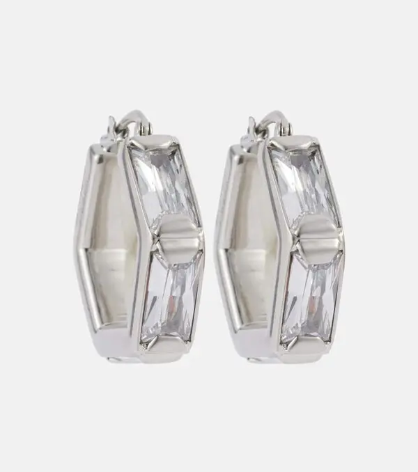 JIL SANDER Crystal-embellished Hoop Earrings - Silver