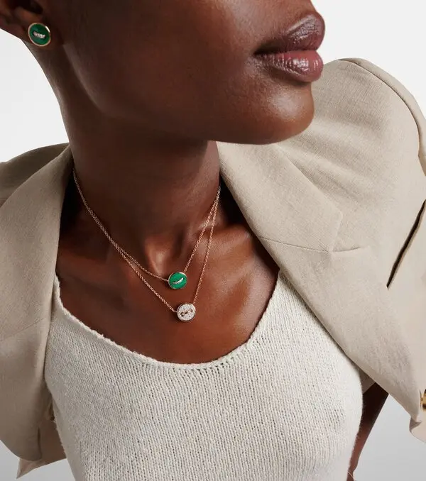 Pomellato 18kt Rose Pendant Necklace With Malachite And Diamonds - Gold