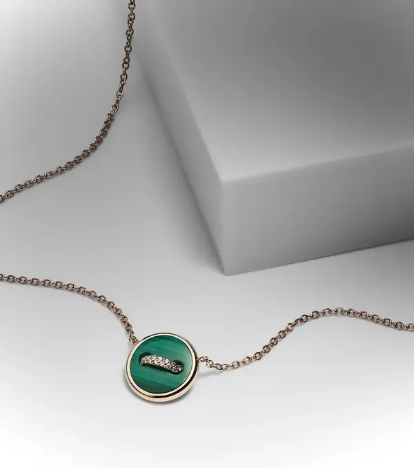 Pomellato 18kt Rose Pendant Necklace With Malachite And Diamonds - Gold