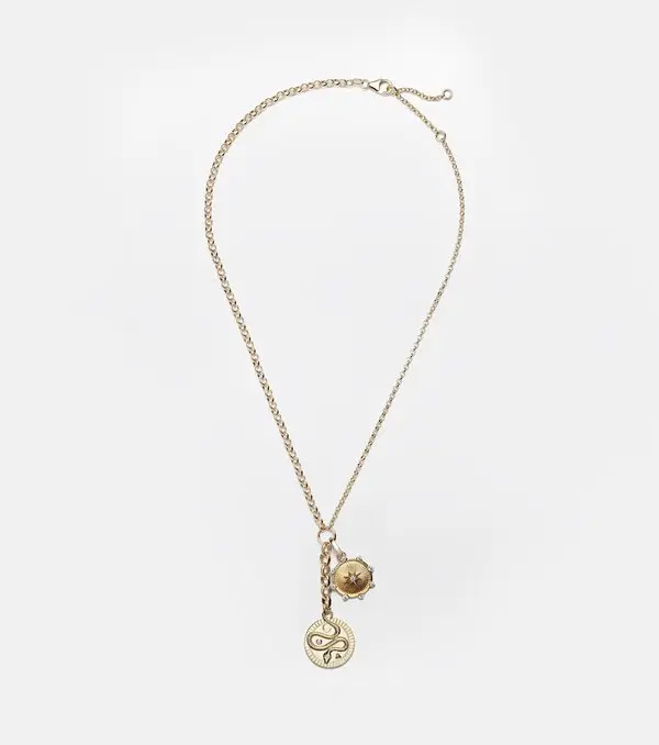 FOUNDRAE Wholeness & True Love 18kt Charm Necklace With Diamonds - Gold