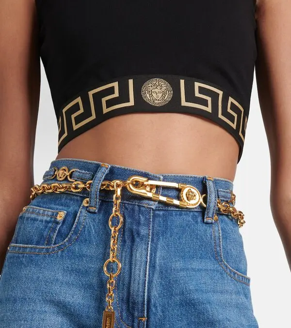 Versace Greca Border Cropped Tank Top