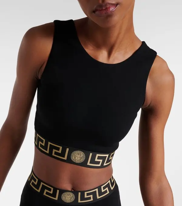 Versace Greca Border Cropped Tank Top