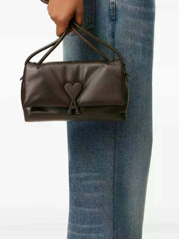 AMI Paris Appliqué-logo Shoulder Bag - Brown