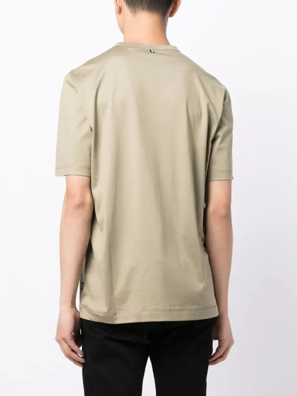 BOSS Logo-tag Cotton-lyocell Blend T-shirt - Neutrals