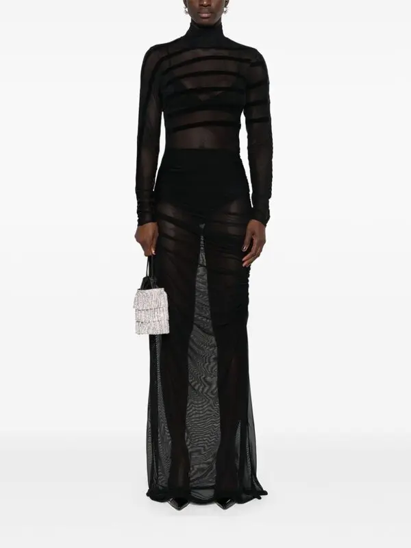 JEAN PAUL GAULTIER Draped Mesh Maxi Dress