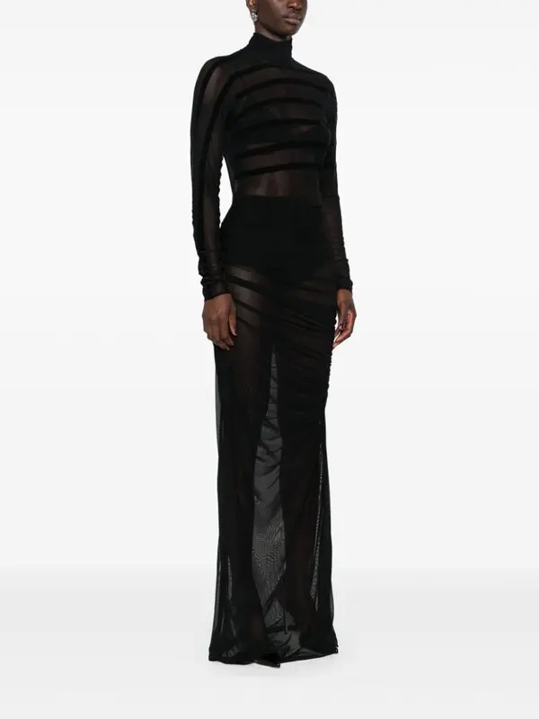 JEAN PAUL GAULTIER Draped Mesh Maxi Dress