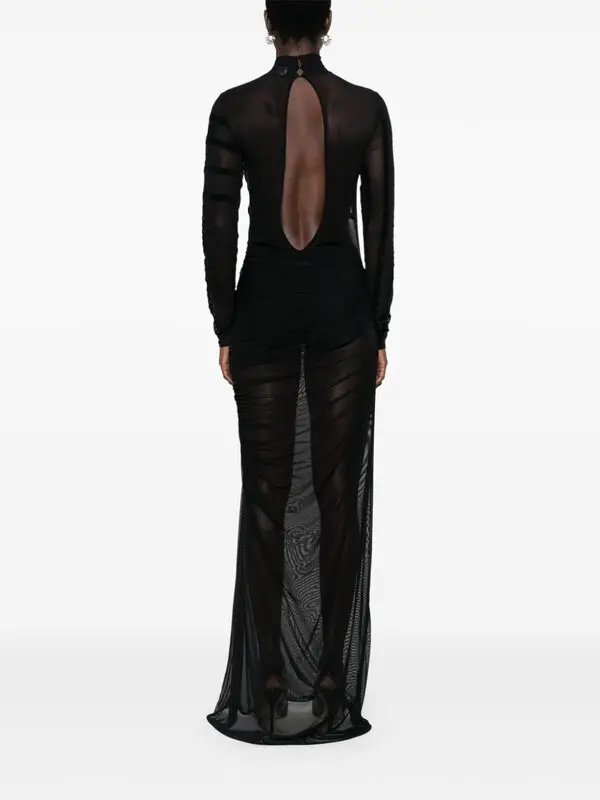 JEAN PAUL GAULTIER Draped Mesh Maxi Dress