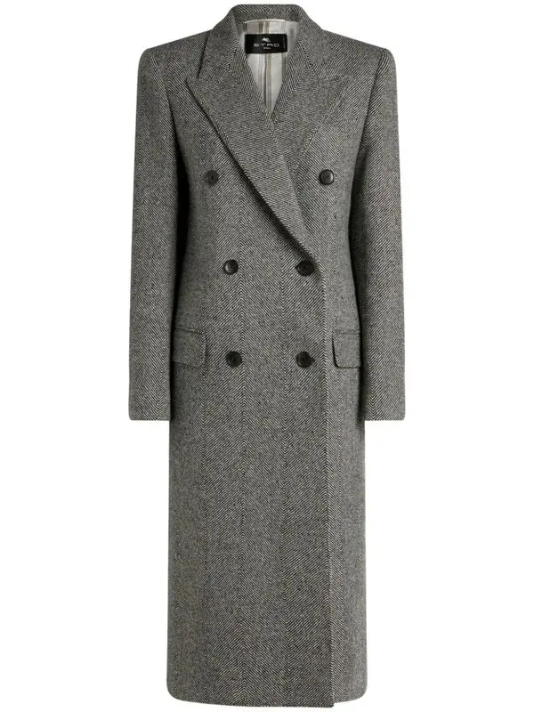 Etro Herringbone-pattern Double-breasted Coat