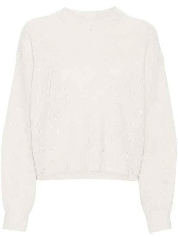 Brunello Cucinelli Sequin-embellished Knitted Jumper - Neutrals