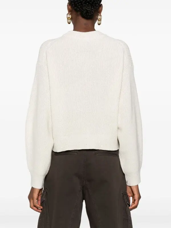 Brunello Cucinelli Sequin-embellished Knitted Jumper - Neutrals