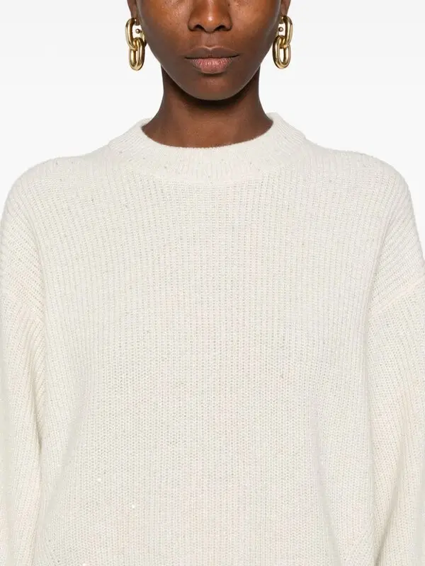 Brunello Cucinelli Sequin-embellished Knitted Jumper - Neutrals