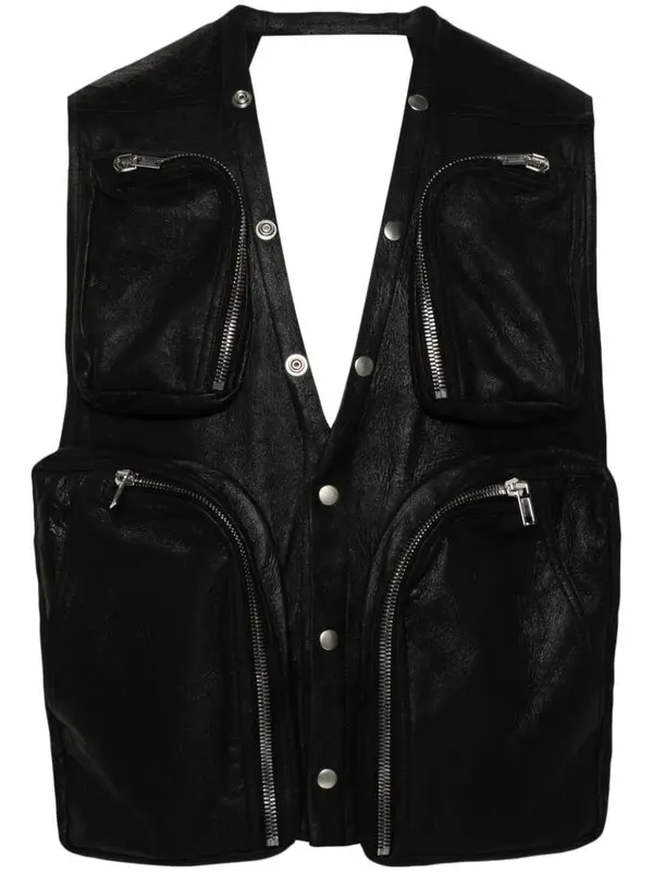 Rick Owens Leather Gilet - Black