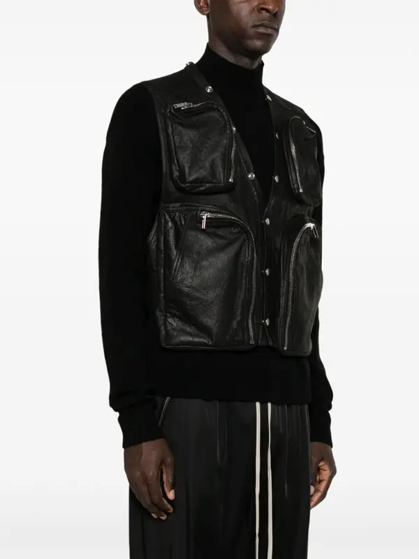 Rick Owens Leather Gilet - Black