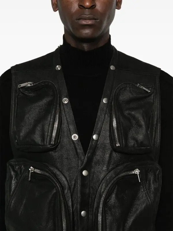 Rick Owens Leather Gilet - Black