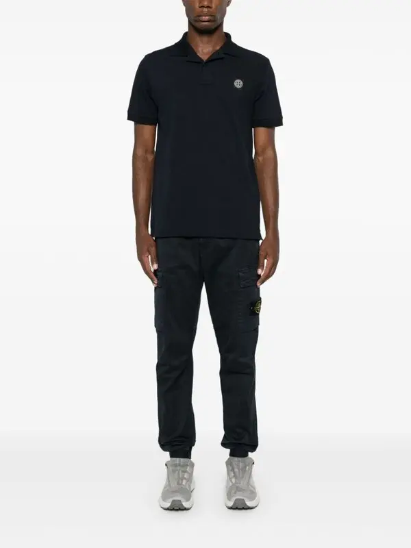 Stone Island Compass-badge Piqué Polo Shirt - Blue