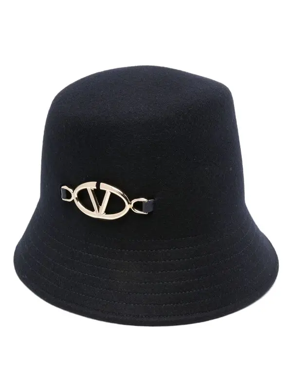 Valentino Garavani Vlogo Wool Bucket Hat - Black