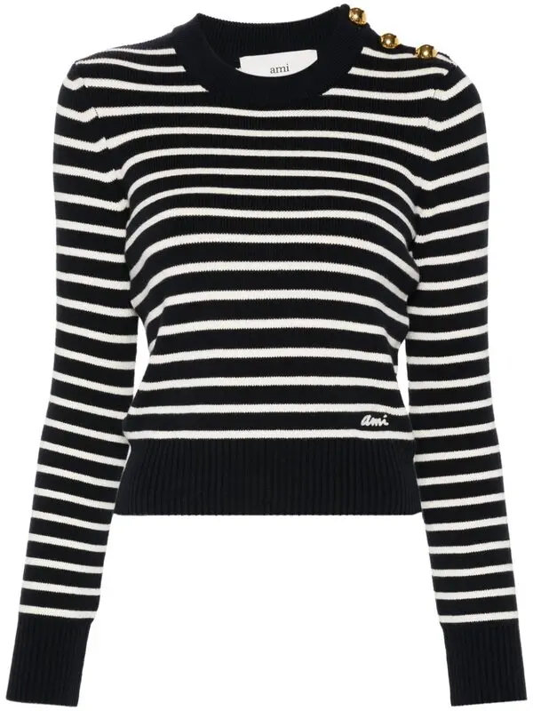 AMI Paris Ribbed-knit Striped Jumper