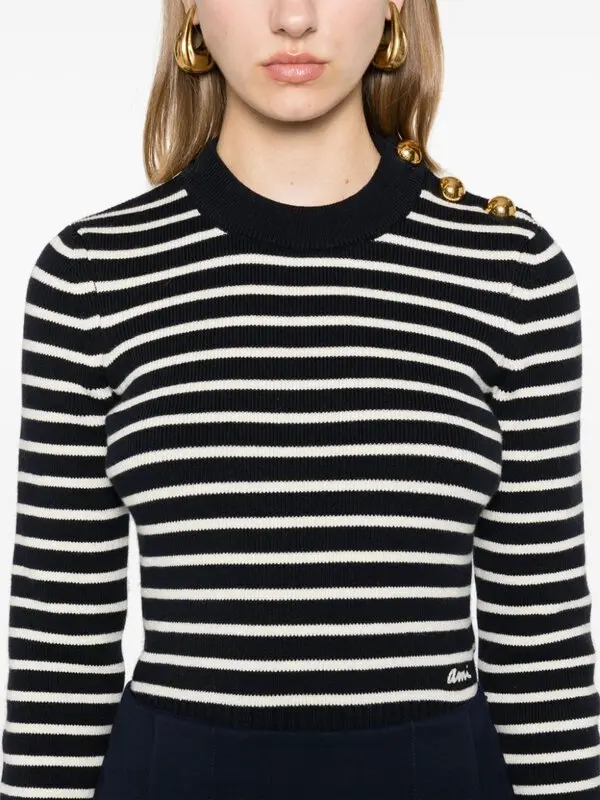 AMI Paris Ribbed-knit Striped Jumper