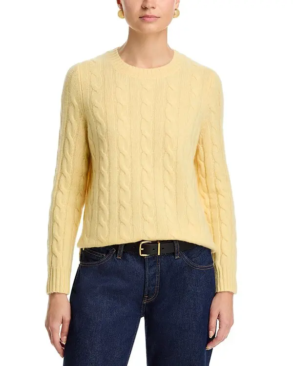 Bloomingdale'S Cable Knit Crewneck Sweater - Straw
