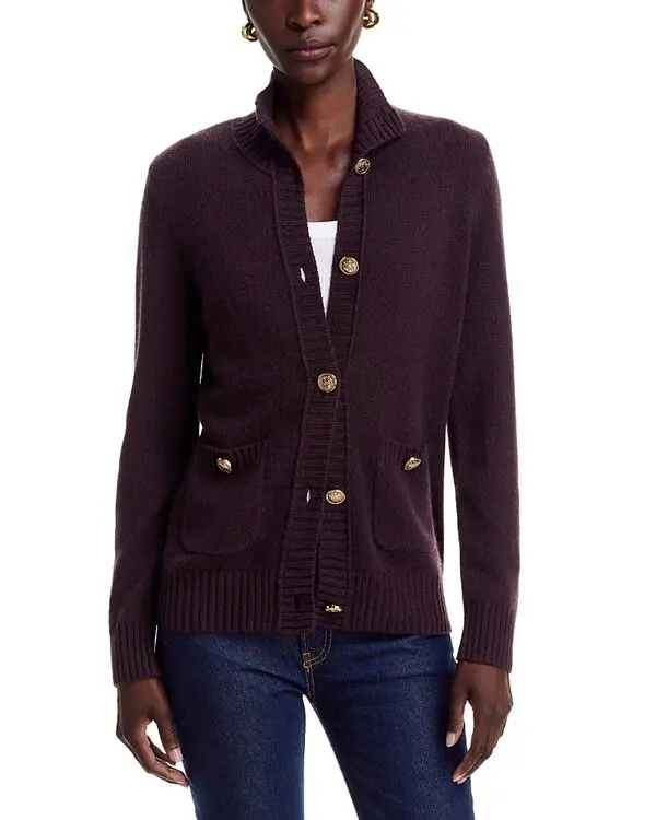 Bloomingdale'S 100% Cashmere Rib Knit Cardigan - Dark Brown
