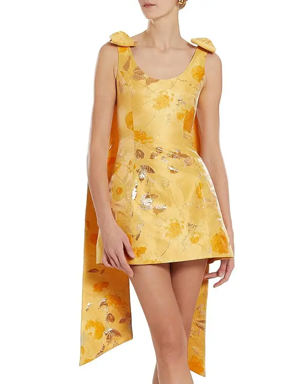 slim fit dress slacks Lady Black Tie - Khaleesi Dress - Mustard - Lace Dress with Fringe main image 1
