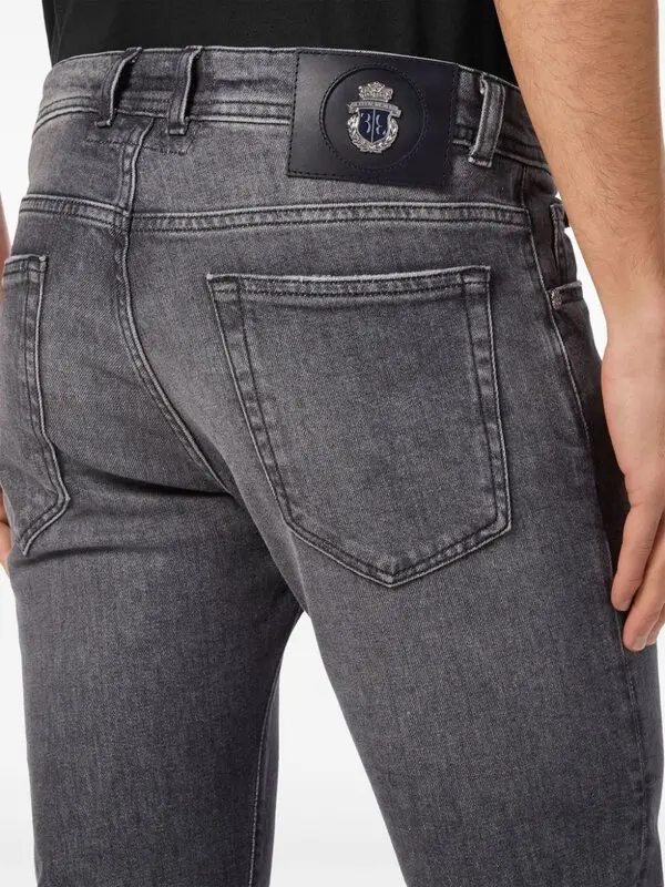 BILLIONAIRE Logo Appliqué Straight-leg Jeans - Grey