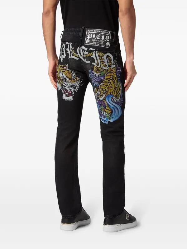 Philipp Plein Patch-detail Straight-leg Jeans