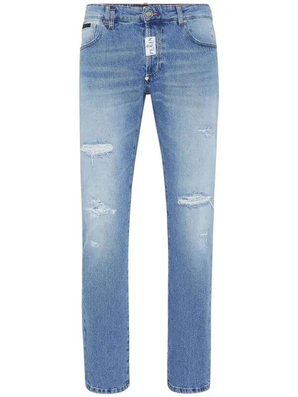Philipp Plein Distressed Straight-leg Jeans