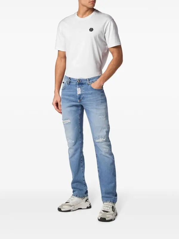 Philipp Plein Distressed Straight-leg Jeans