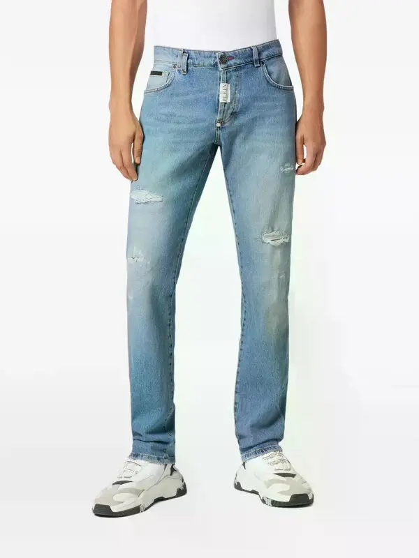 Philipp Plein Distressed Straight-leg Jeans