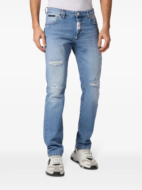Philipp Plein Distressed Straight-leg Jeans